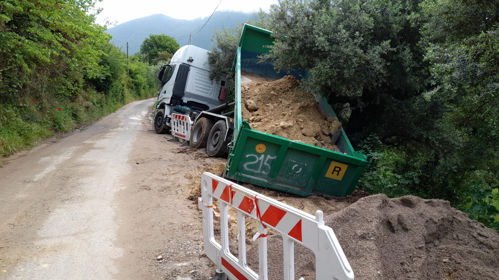 PALOMBARA SABINA - Il camion finisce nella cunetta: strada chiusa ...